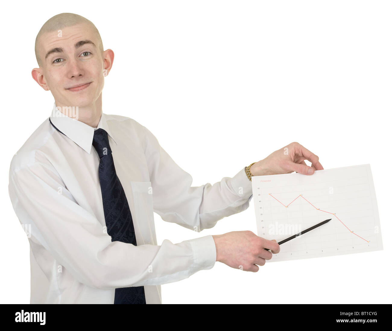 The smiling guy with the financial graph in hands Stock Photo - Alamy