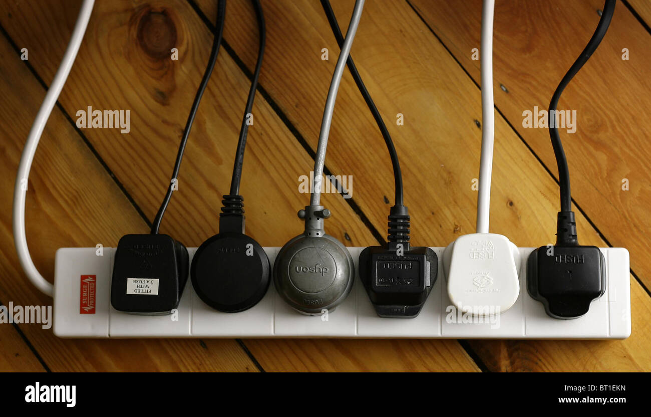 Six Electrical plugs in a Six Way Gang Mains Extension Lead. Picture by ...