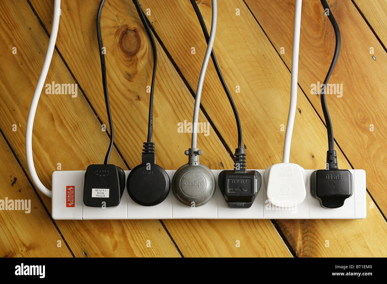 Six Electrical plugs in a Six Way Gang Mains Extension Lead. Picture by ...