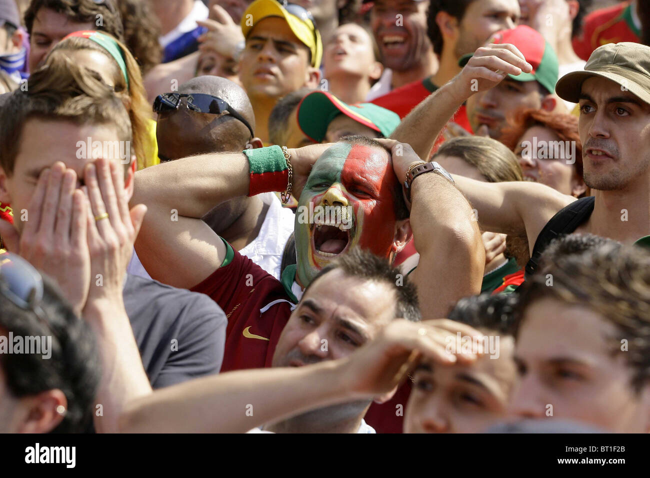 Portuguese football fans in London. Picture by James Boardman Stock ...