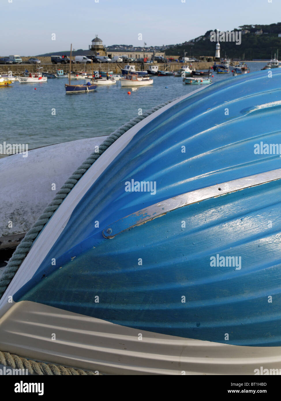 Blue boat hull St. Ives Cornwall Uk Stock Photo - Alamy