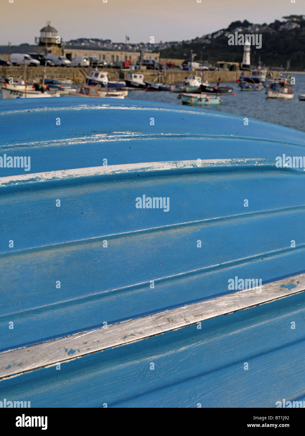 Blue boat hull St. Ives Cornwall Uk Stock Photo - Alamy