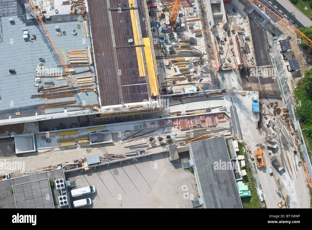 Aerial View of a Construction Site with Workers Stock Photo - Alamy