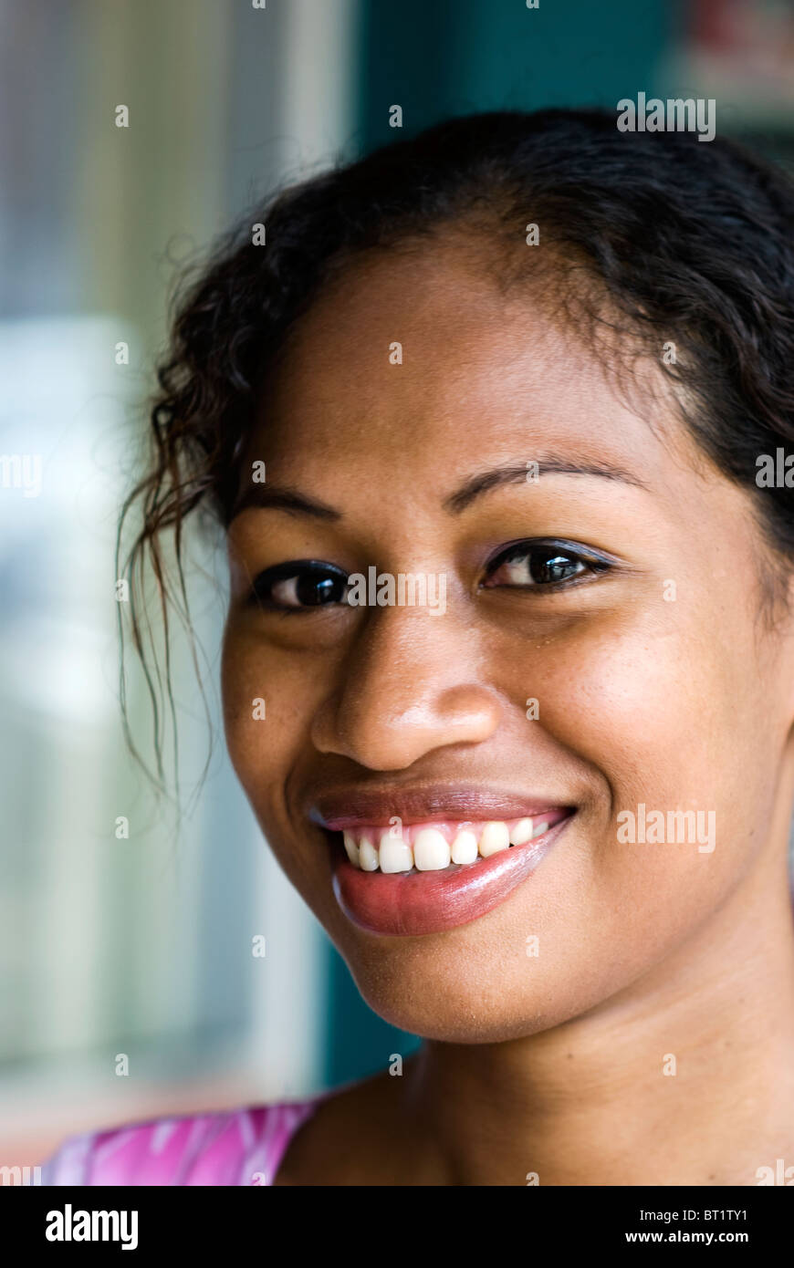 fiji, nadi, young woman on street Stock Photo - Alamy