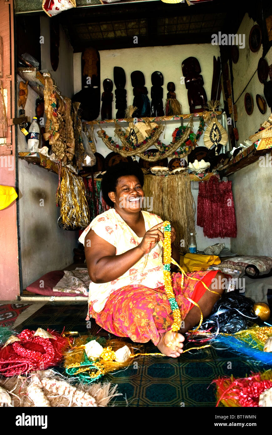 fiji, nadi, handicraft market stall Stock Photo - Alamy