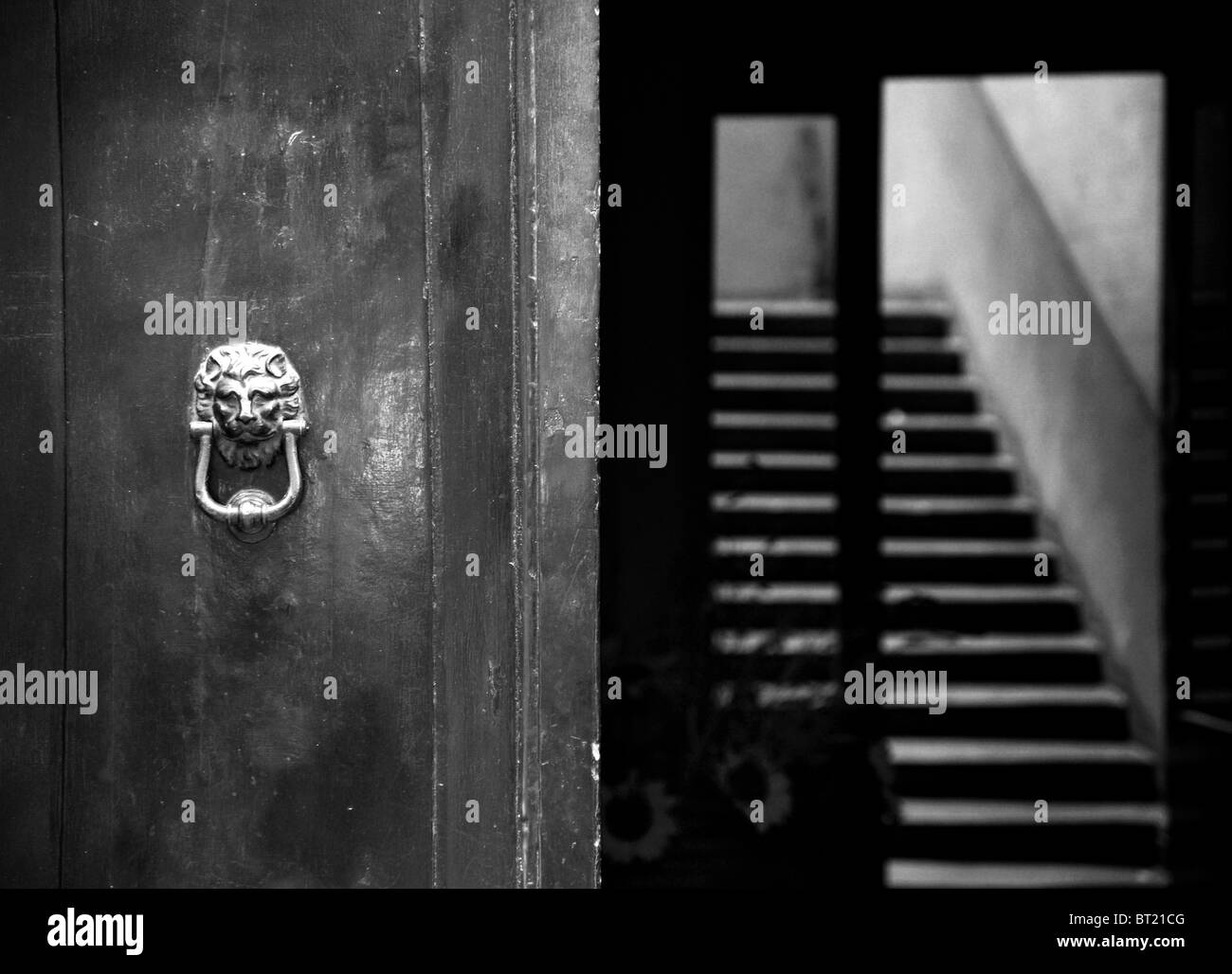 Old door in white Black and White Stock Photos & Images - Alamy