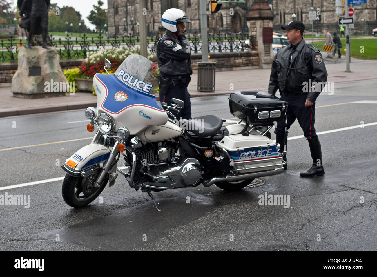 Ottawa Police motorcycle is seen during a police memorial parade in ...
