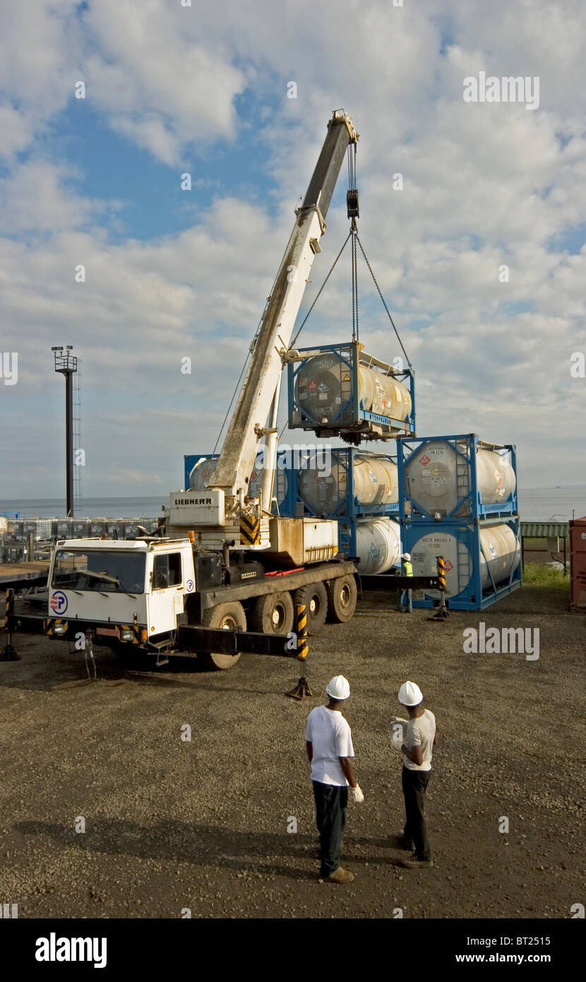 Luba Oil Freeport. Moving and loading chemical supplies in bunded area ...