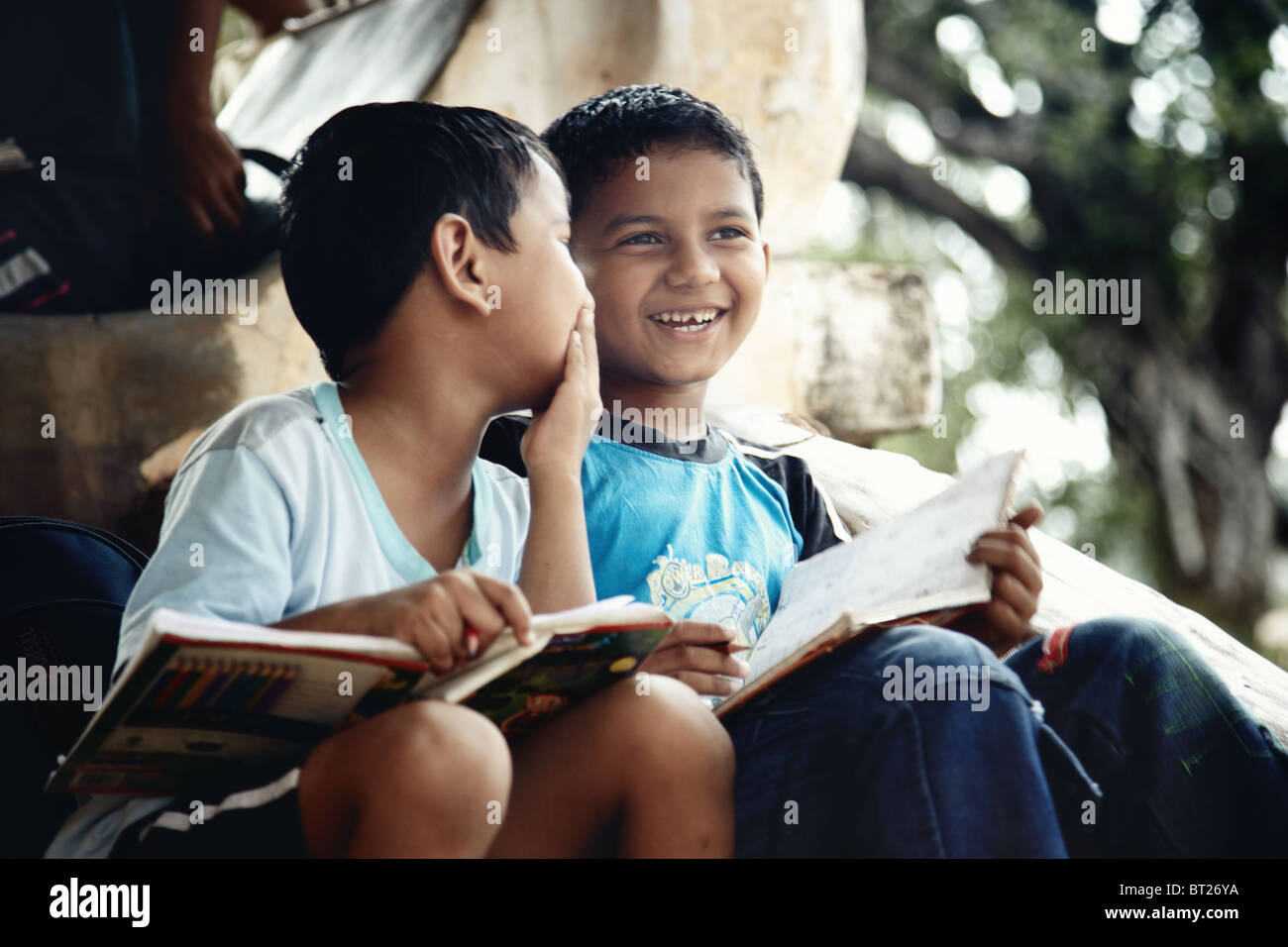 Editorial photo of the Indian children doing education exercise in the ...