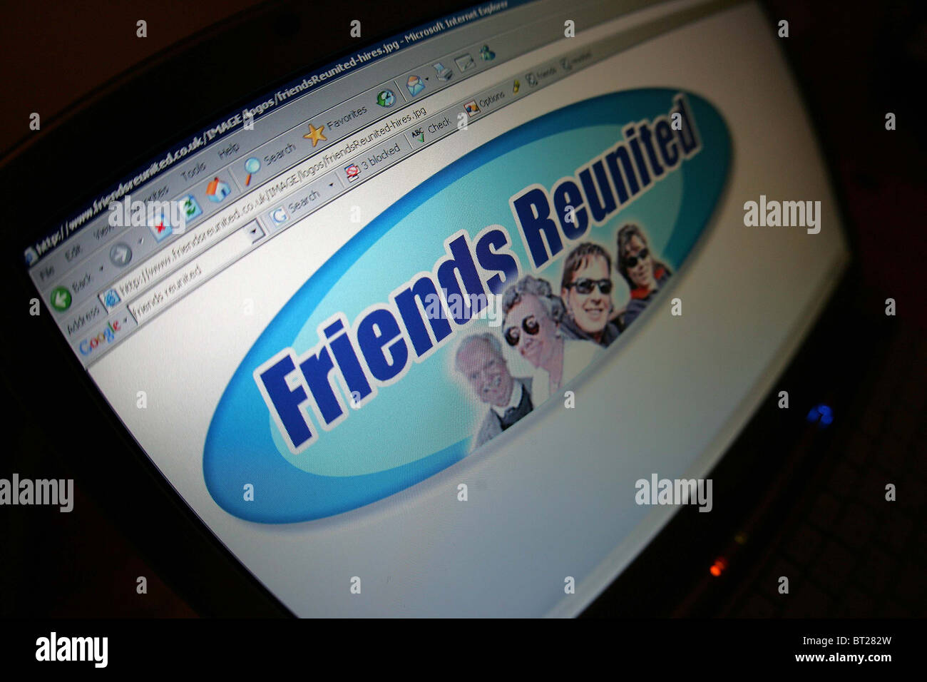 Friends Reunited logo on a computer monitor Stock Photo - Alamy