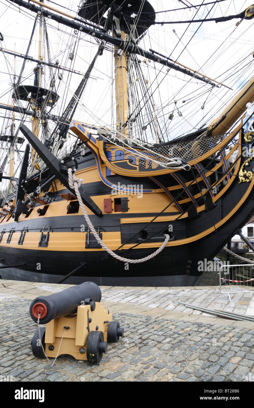 Image of Lord Nelson's flagship HMS Victory at Portsmouth Dockyard in ...