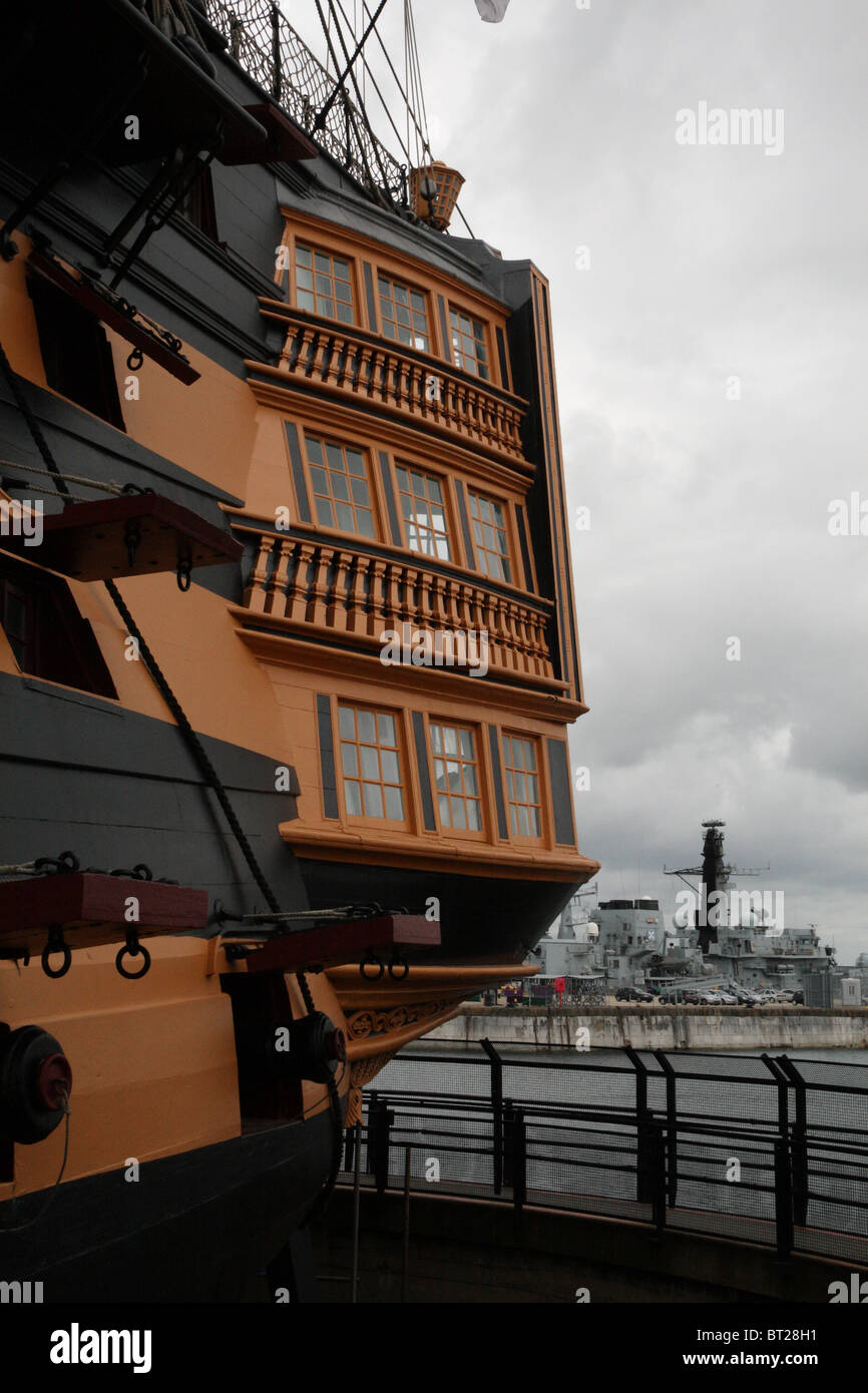 Image of Lord Nelson's flagship HMS Victory at Portsmouth Dockyard in ...
