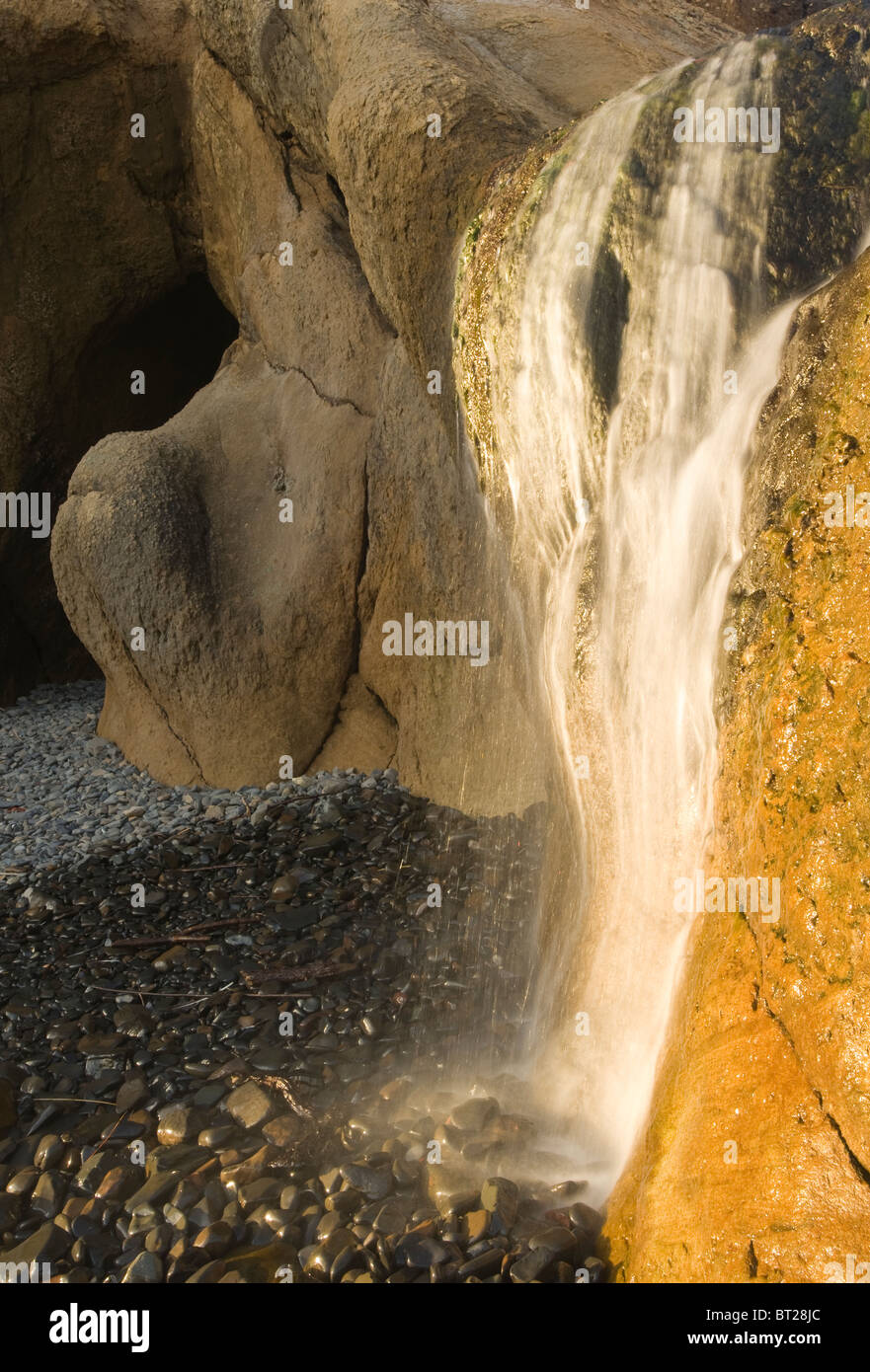 Waterfall on Beach, Hug Point State Park, Oregon Coast USA Stock Photo ...