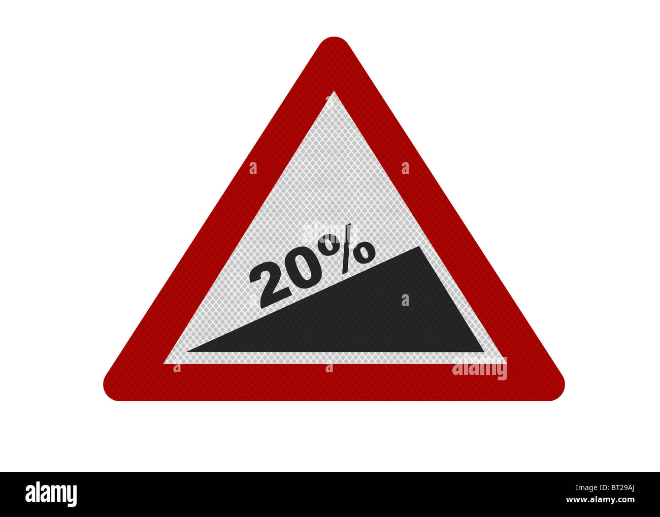 A photo realistic sign, isolated on white, depicting slope with a 1 in ...