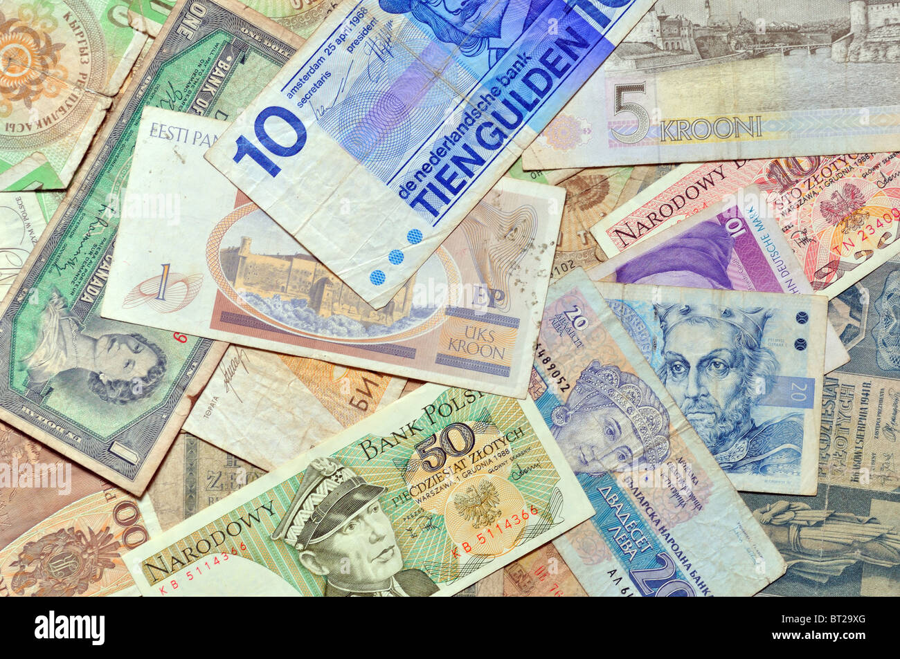 different old currency banknotes. money background Stock Photo - Alamy