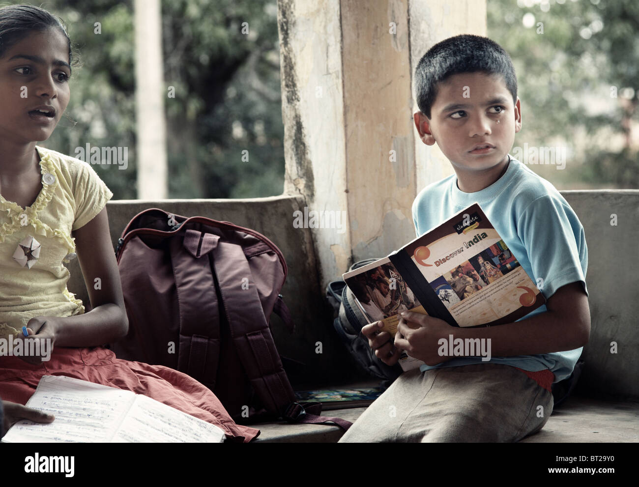 Editorial photo of the Indian children doing education exercise in the ...