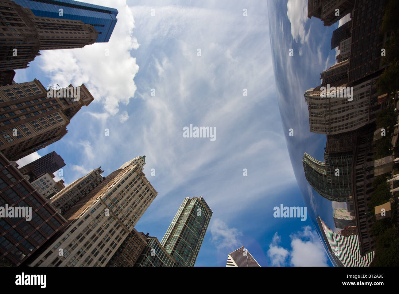 Chicago Skyline Reflection Stock Photo Alamy