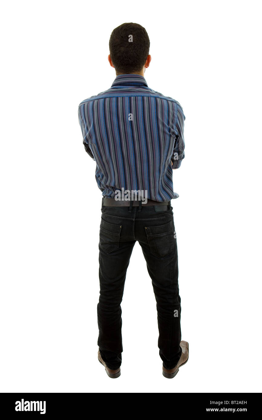 young casual man full body in a white background Stock Photo - Alamy