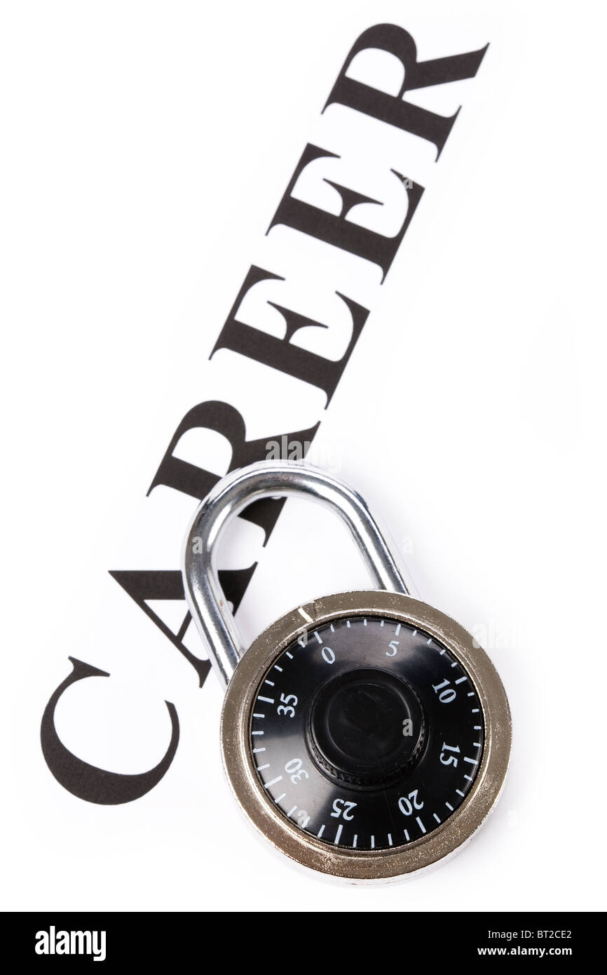 headline career and lock, concept of stable career Stock Photo - Alamy