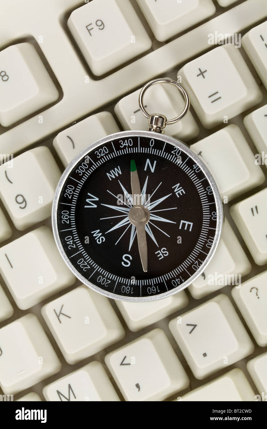 Computer Keyboard and Compass, internet concept Stock Photo - Alamy
