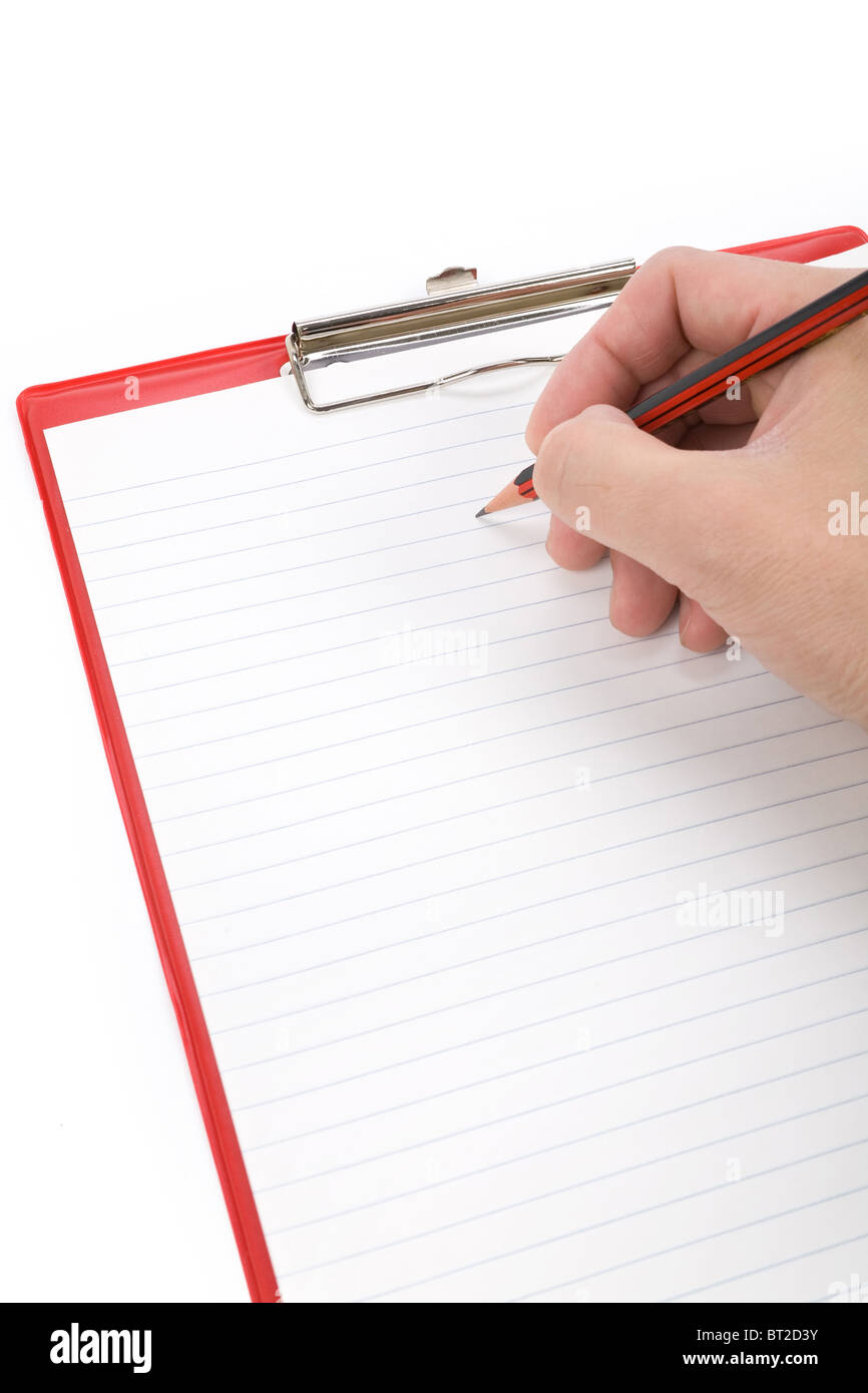 Red Clipboard with white background Stock Photo - Alamy