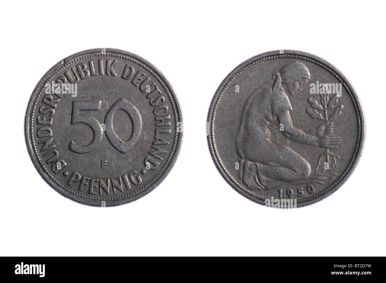 object on white - Deutschland pfenning coins close up Stock Photo - Alamy