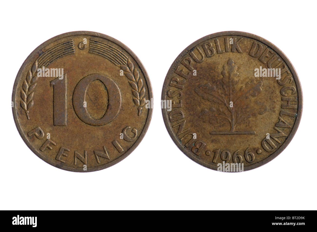 object on white - Deutschland pfenning coins close up Stock Photo - Alamy
