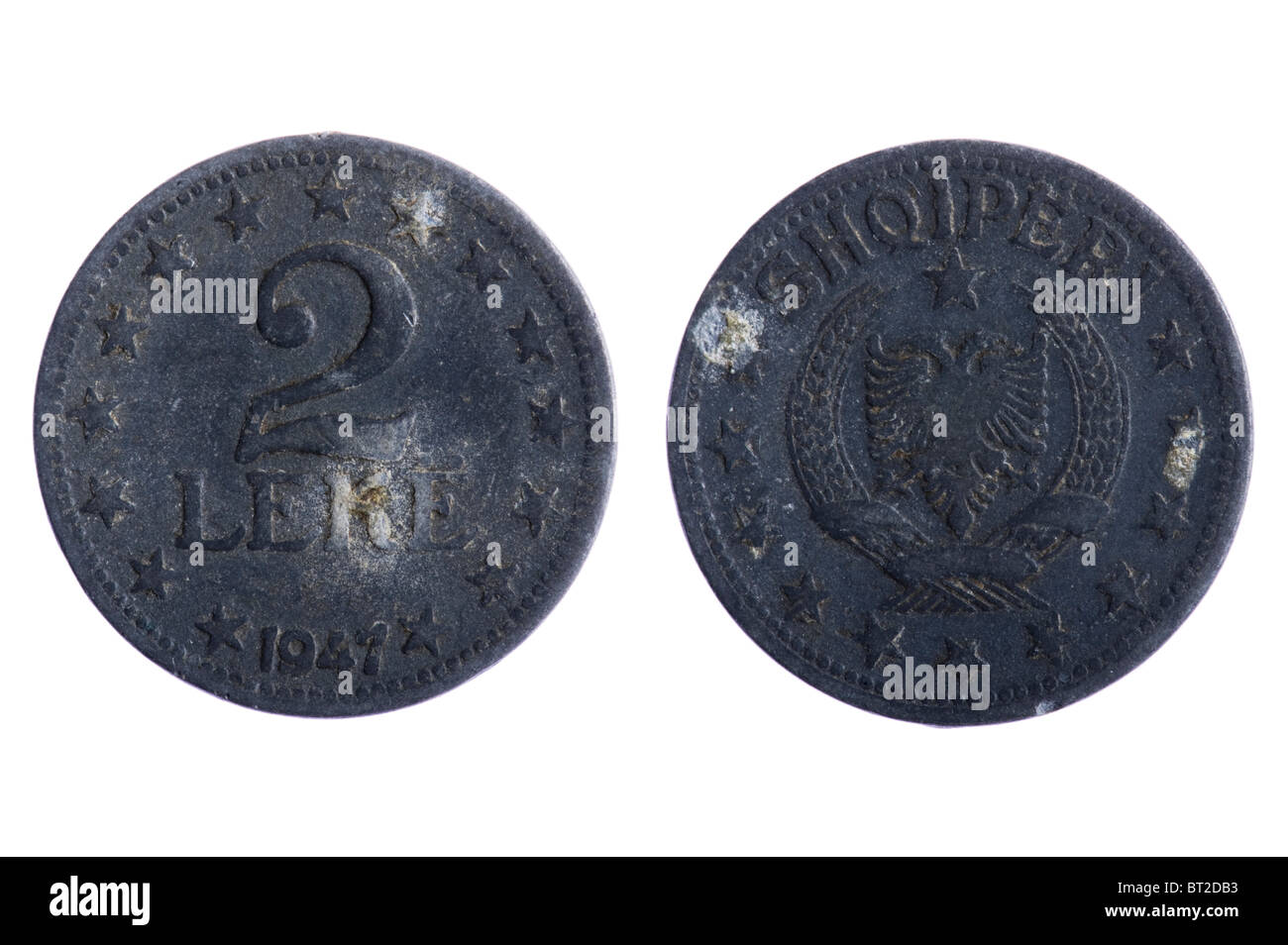 object on white - Older coins close up Stock Photo - Alamy