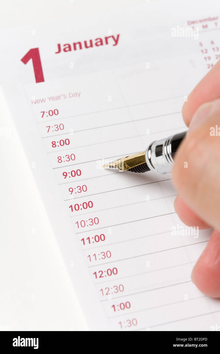 Calendar agenda, schedule, close up shot for background Stock Photo - Alamy