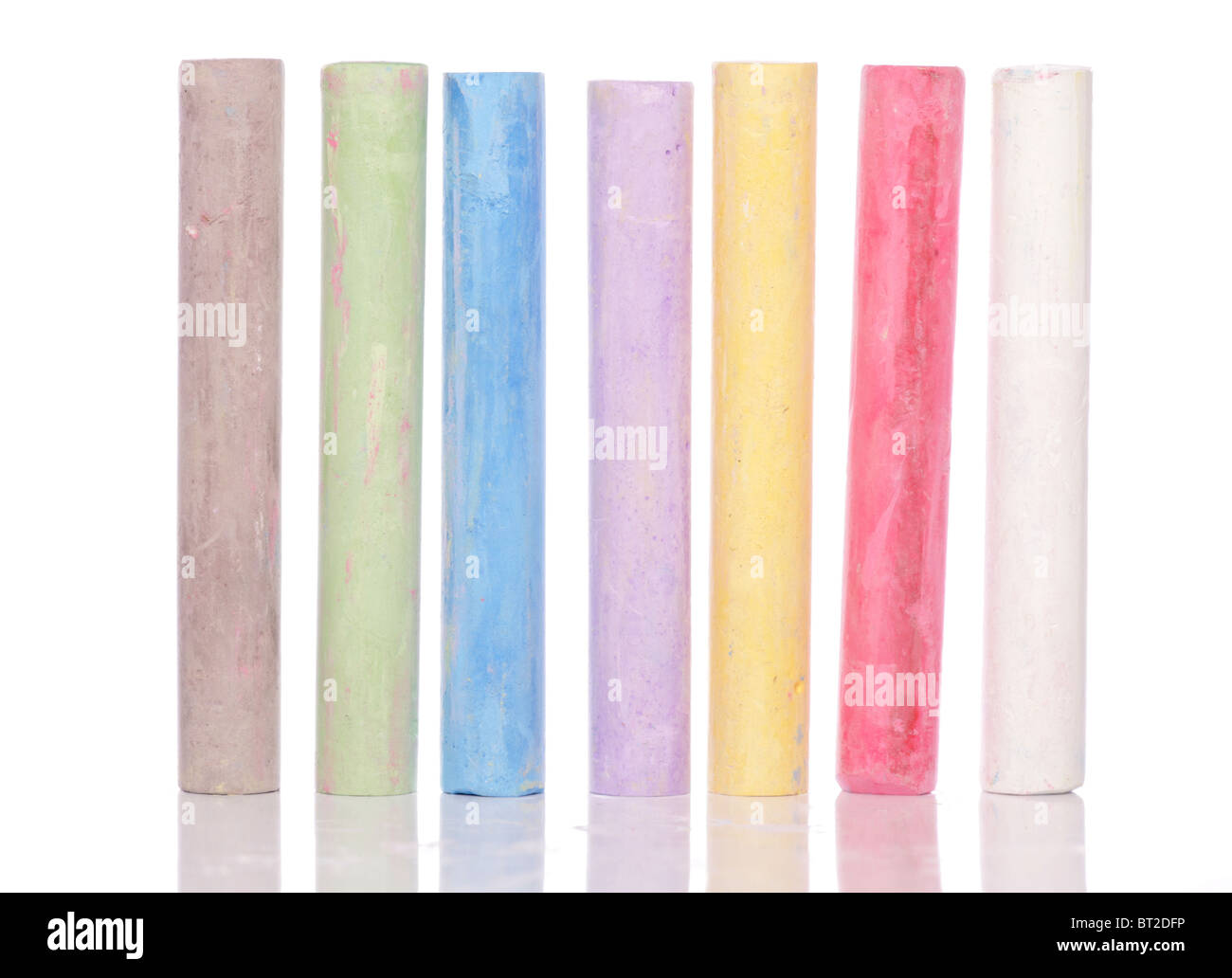 Multi coloured chalk isolated on white background Stock Photo - Alamy