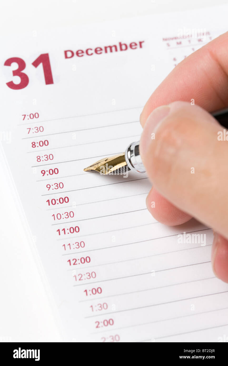 Calendar agenda, schedule, close up shot for background Stock Photo - Alamy