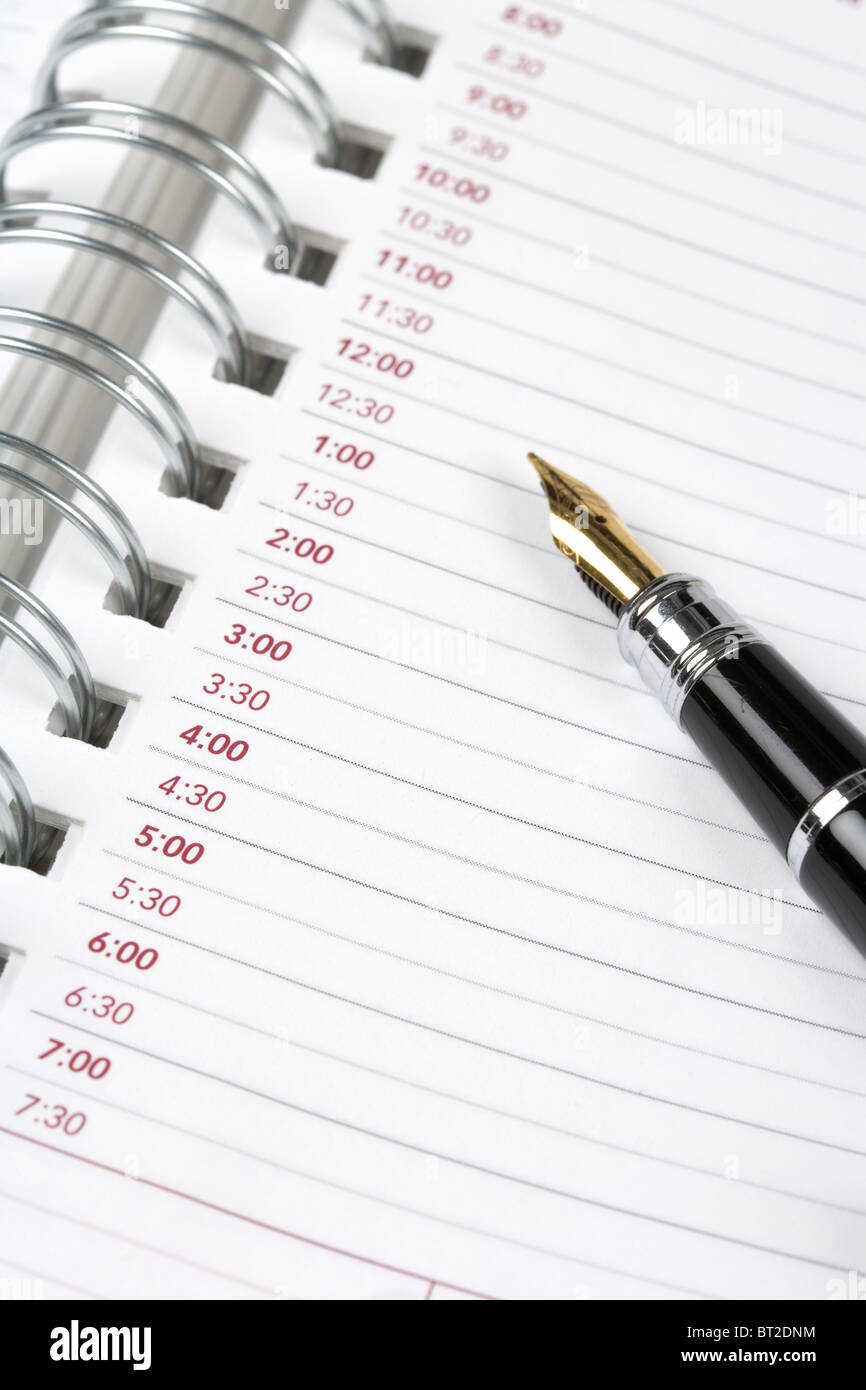 Calendar agenda, schedule, close up shot for background Stock Photo - Alamy