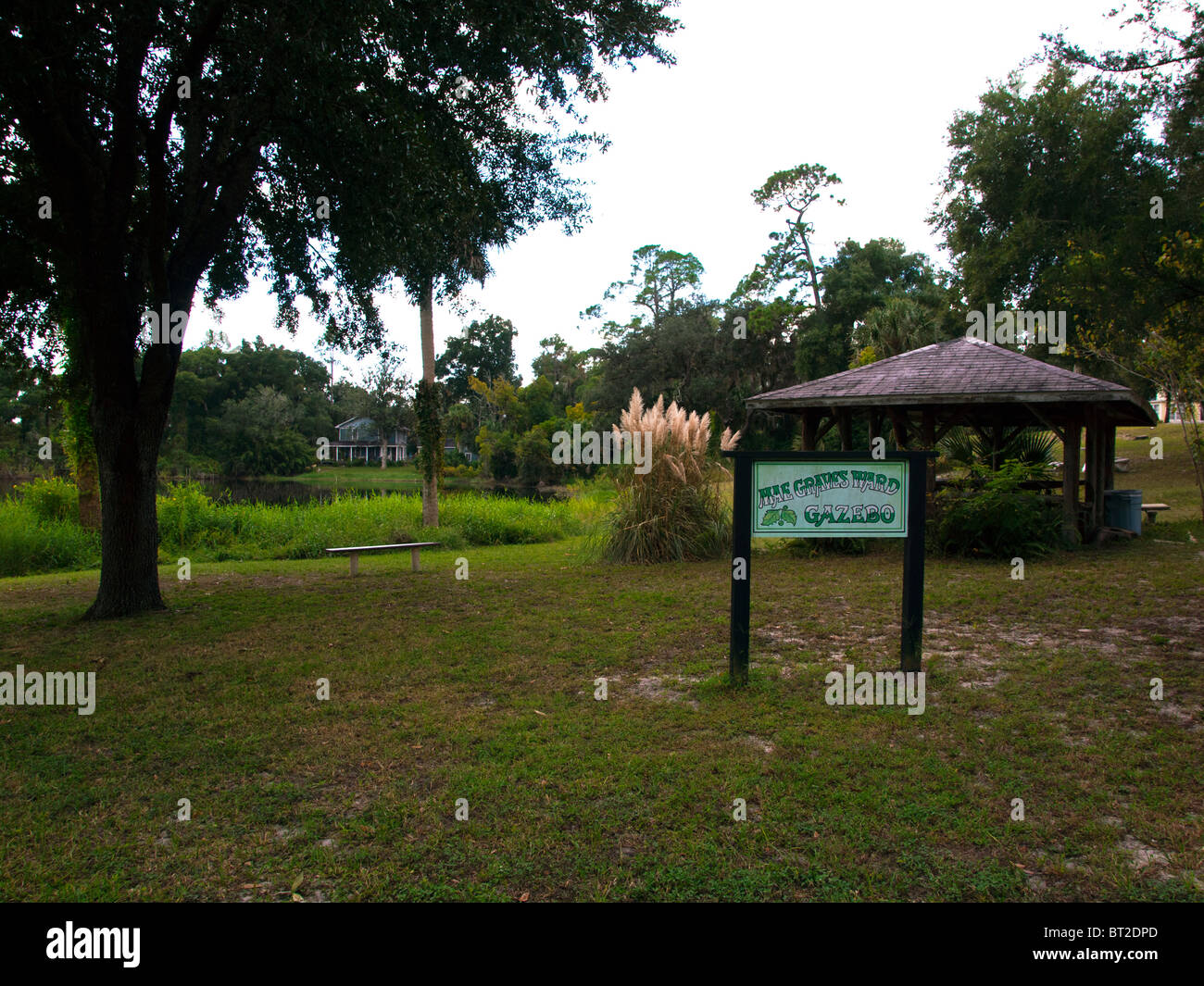 Gazebo at Spirit Pond in Cassadaga Spiritualist Camp in Central Florida ...