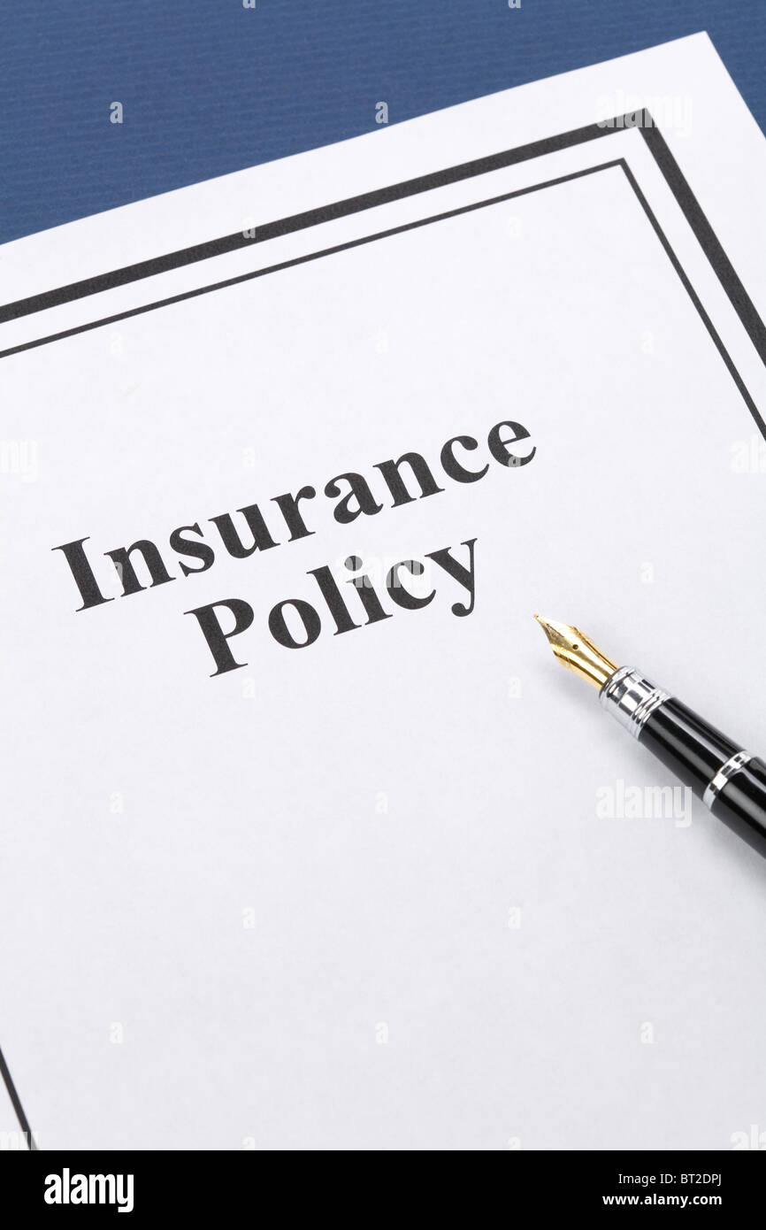 Document of Insurance Policy, Life; Health, car, travel, for background ...