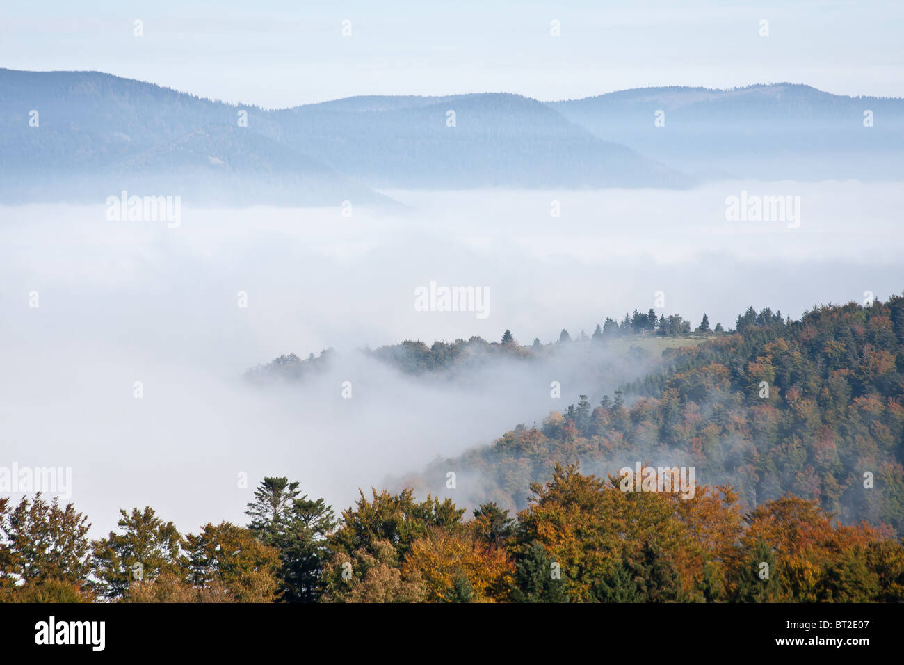 Temperature inversion in the Vosges mountains Stock Photo - Alamy