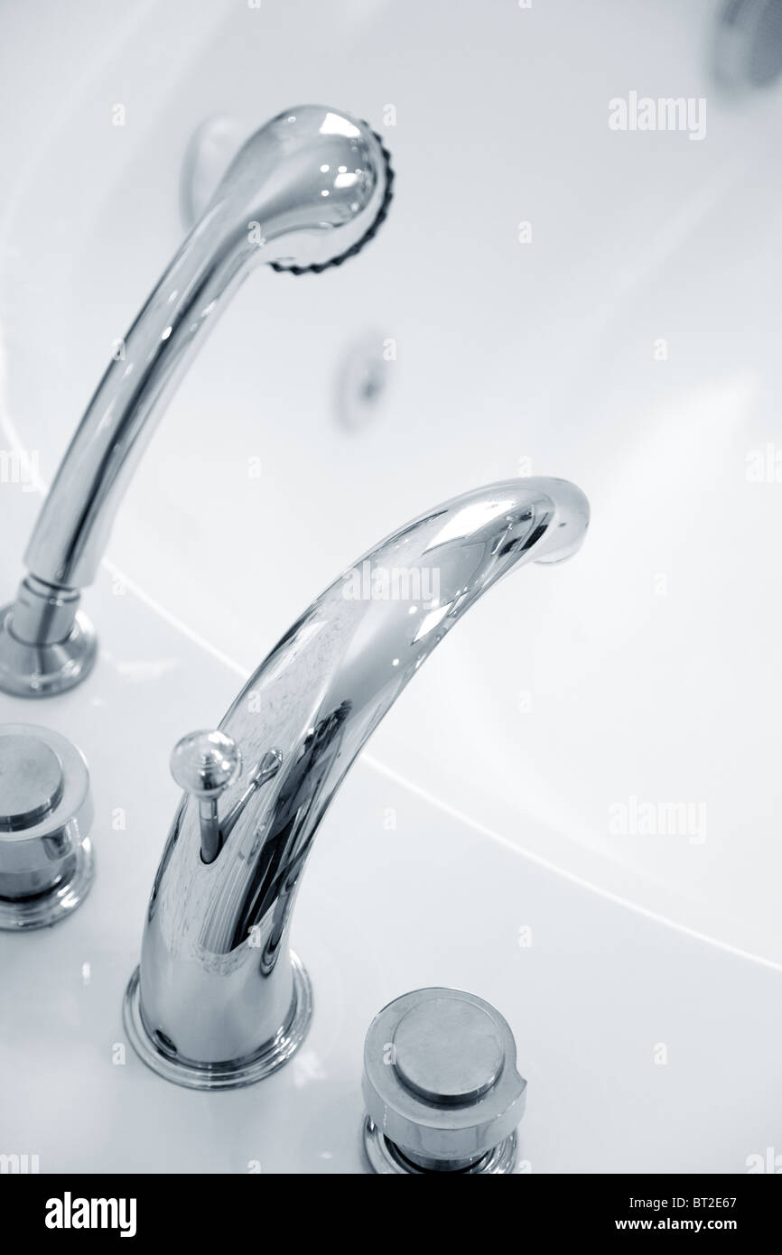 Tap and bathtub close up shot Stock Photo - Alamy