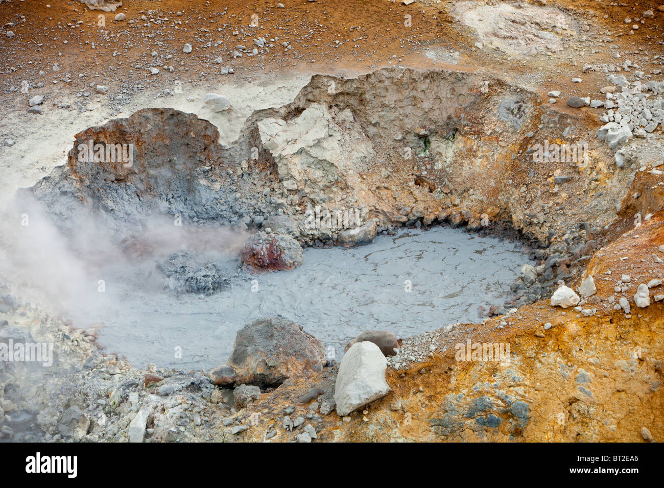 Geothermal ground venting steam in Hengill, Iceland Stock Photo - Alamy