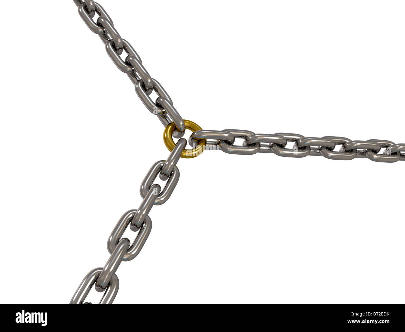 The chains connected by chain link on white background. Clipping path ...