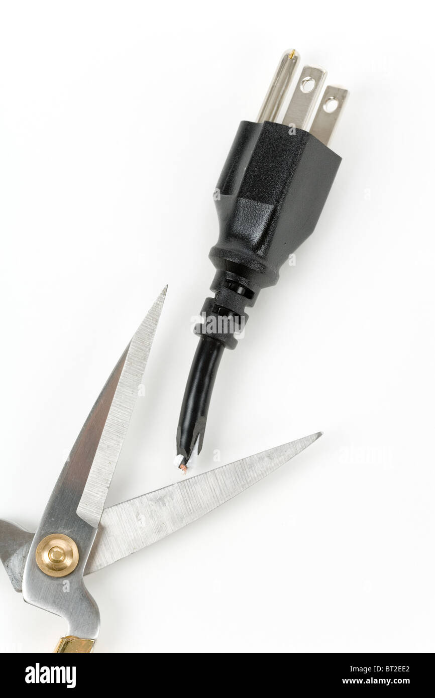 black power cord Plug, concept of saving power Stock Photo - Alamy