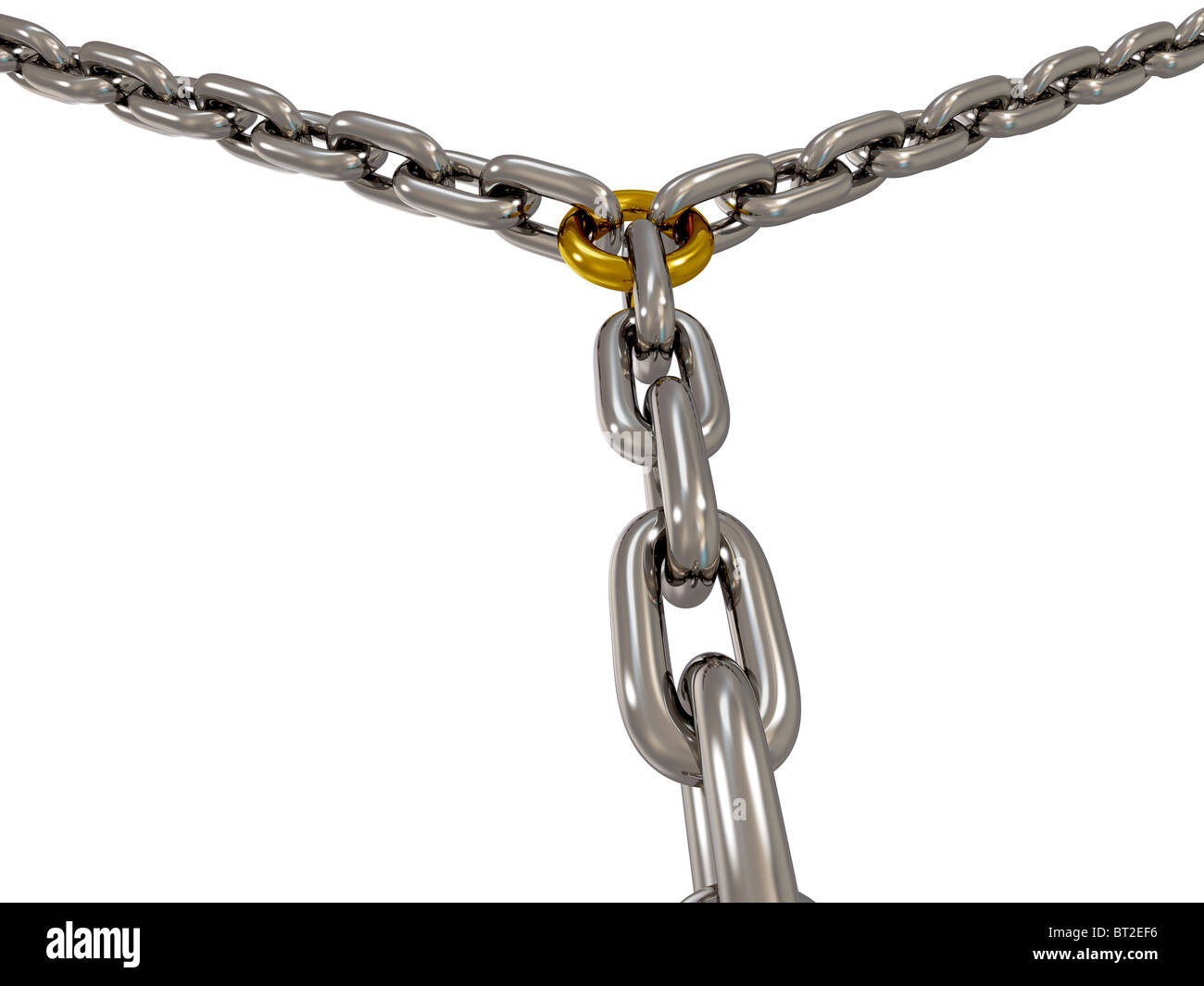 The chains connected by chain link on white background. Clipping path ...