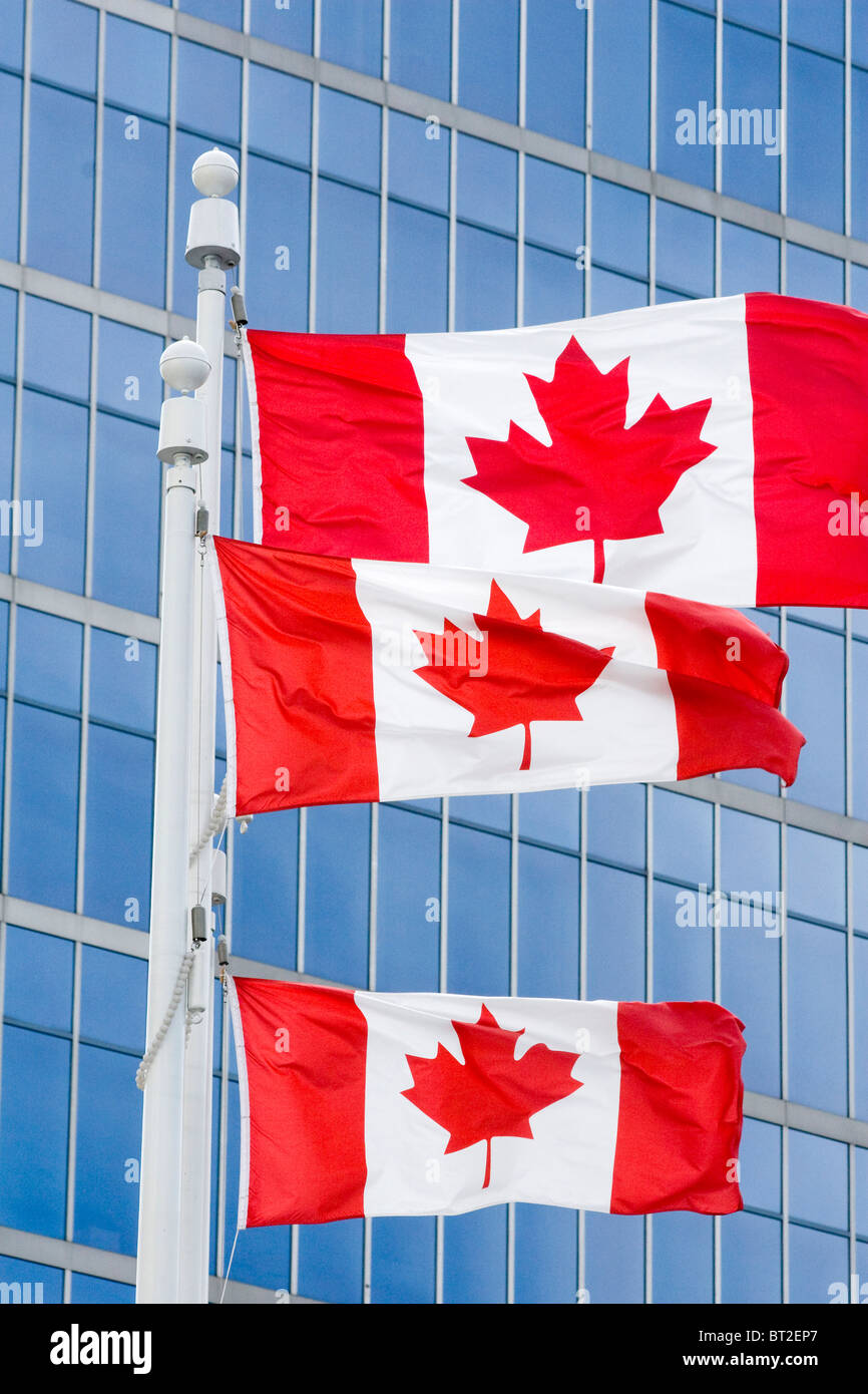 Canadian Flags at One Canada Place Downtown Vancouver BC Stock Photo ...
