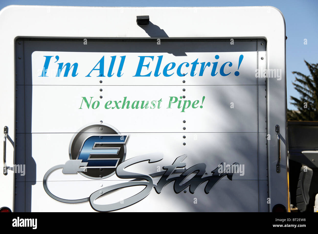 Close up stock photo of a delivery truck hybrid car on display ...