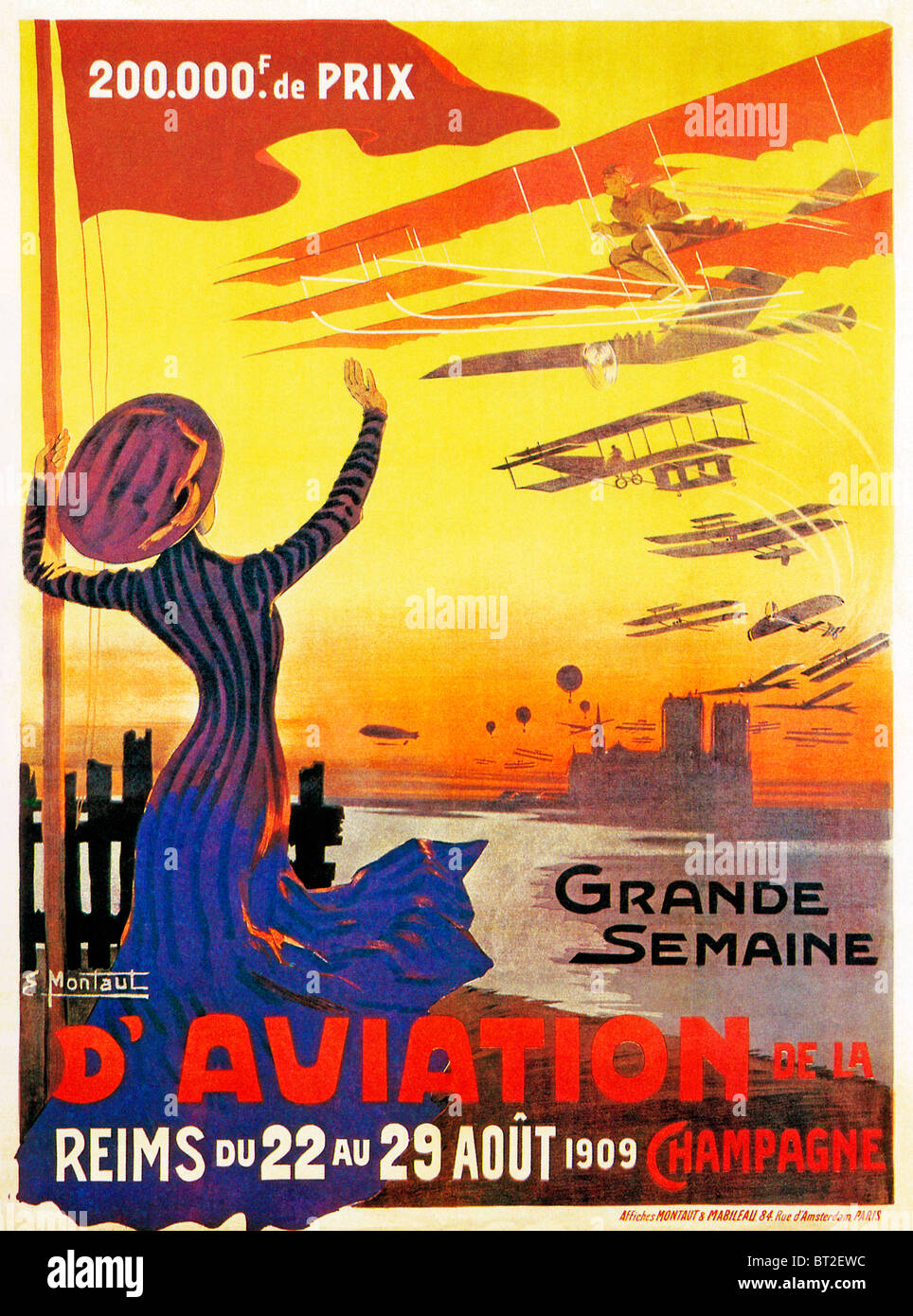 Grande Semaine dAviation, Reims, 1909 poster for the air races in the ...