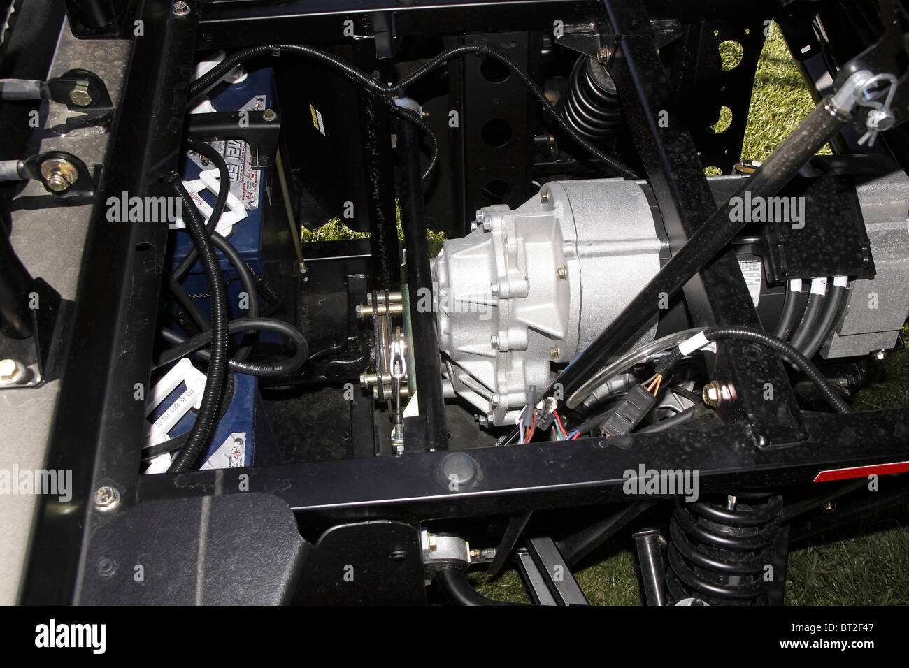 Close up stock photo of a motor in an electric ATV on display promoting ...