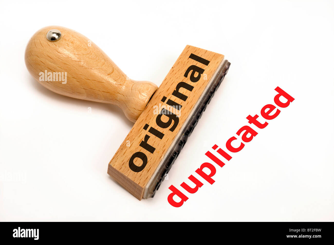 rubber stamp marked with ORIGINAL and its copy DUPLICATED Stock Photo ...
