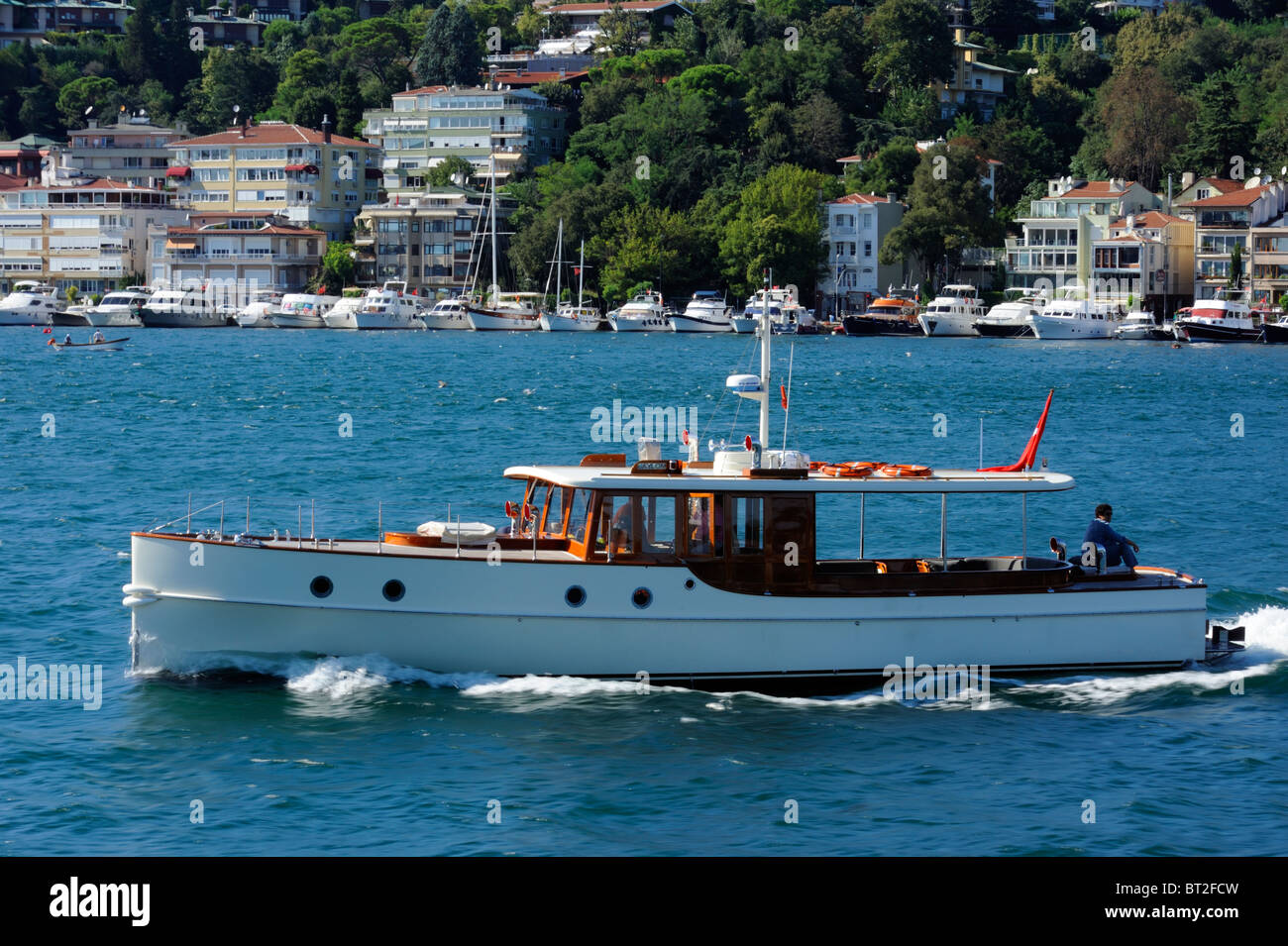 A classic motor launch on the Bosphorus Stock Photo - Alamy