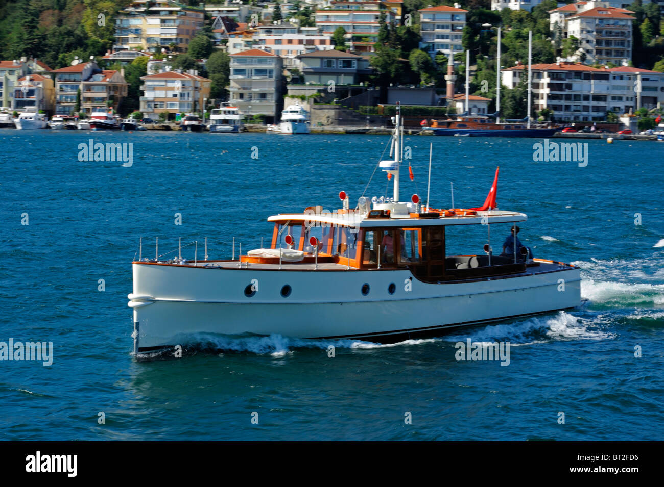 A classic motor launch on the Bosphorus Stock Photo - Alamy