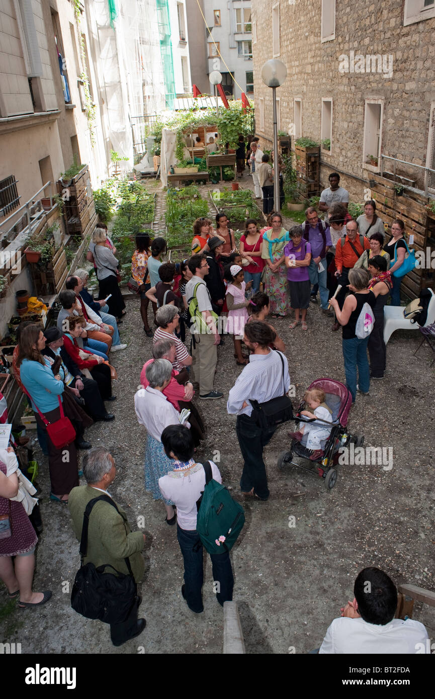 Paris, France, High Angle View, Crowd Visiting Community Gardens , Low ...