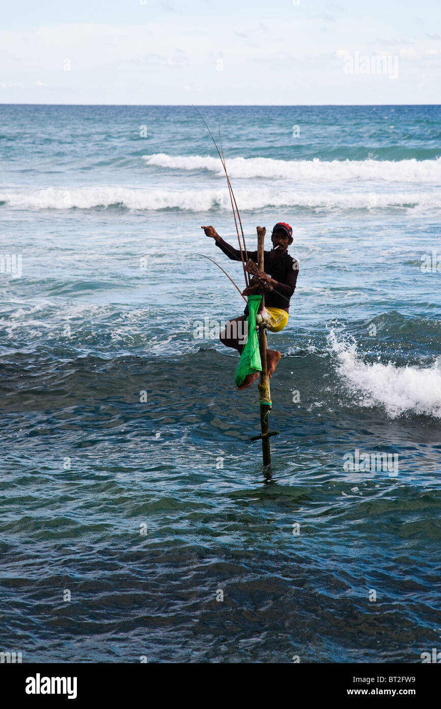Stilt fishing is fishing in shallow water on a platform made up of a ...