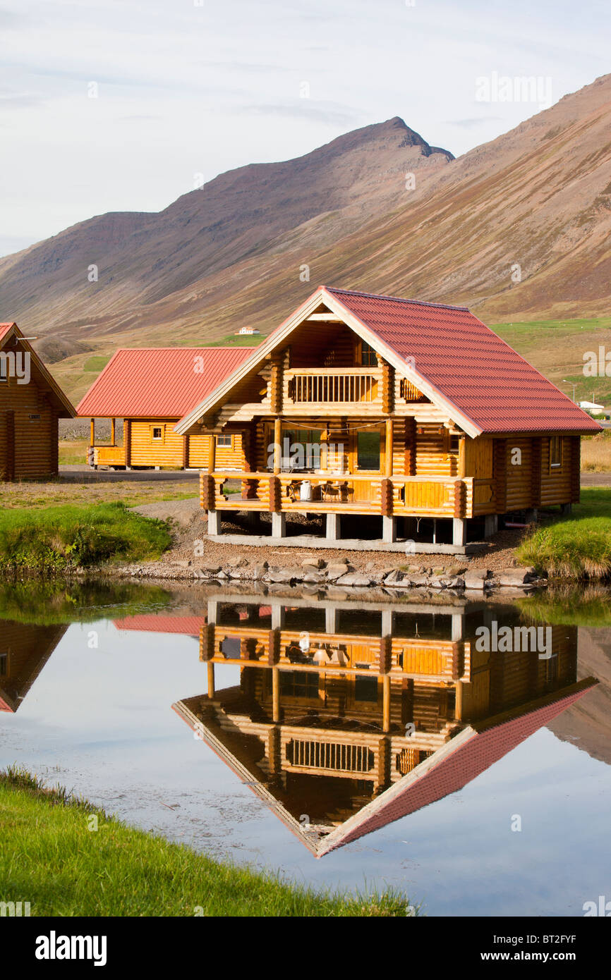 Timber chalets in Olafsfjorder in northern Iceland Stock Photo - Alamy